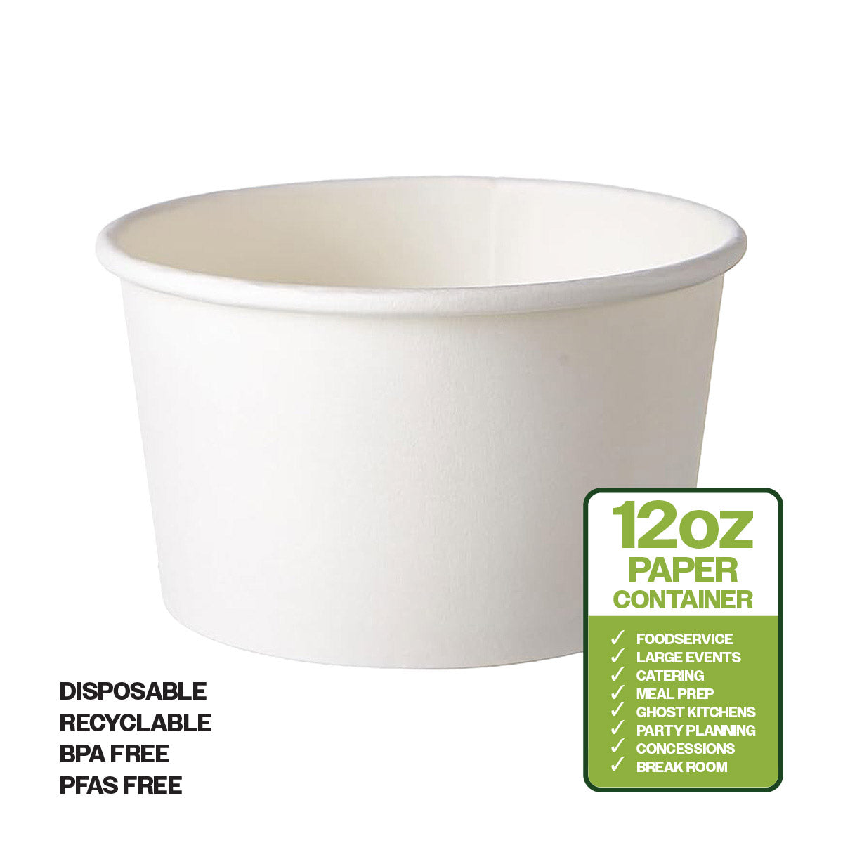 CIAO! 12OZ Disposable White Paper Food Container (500/case) – FulPac