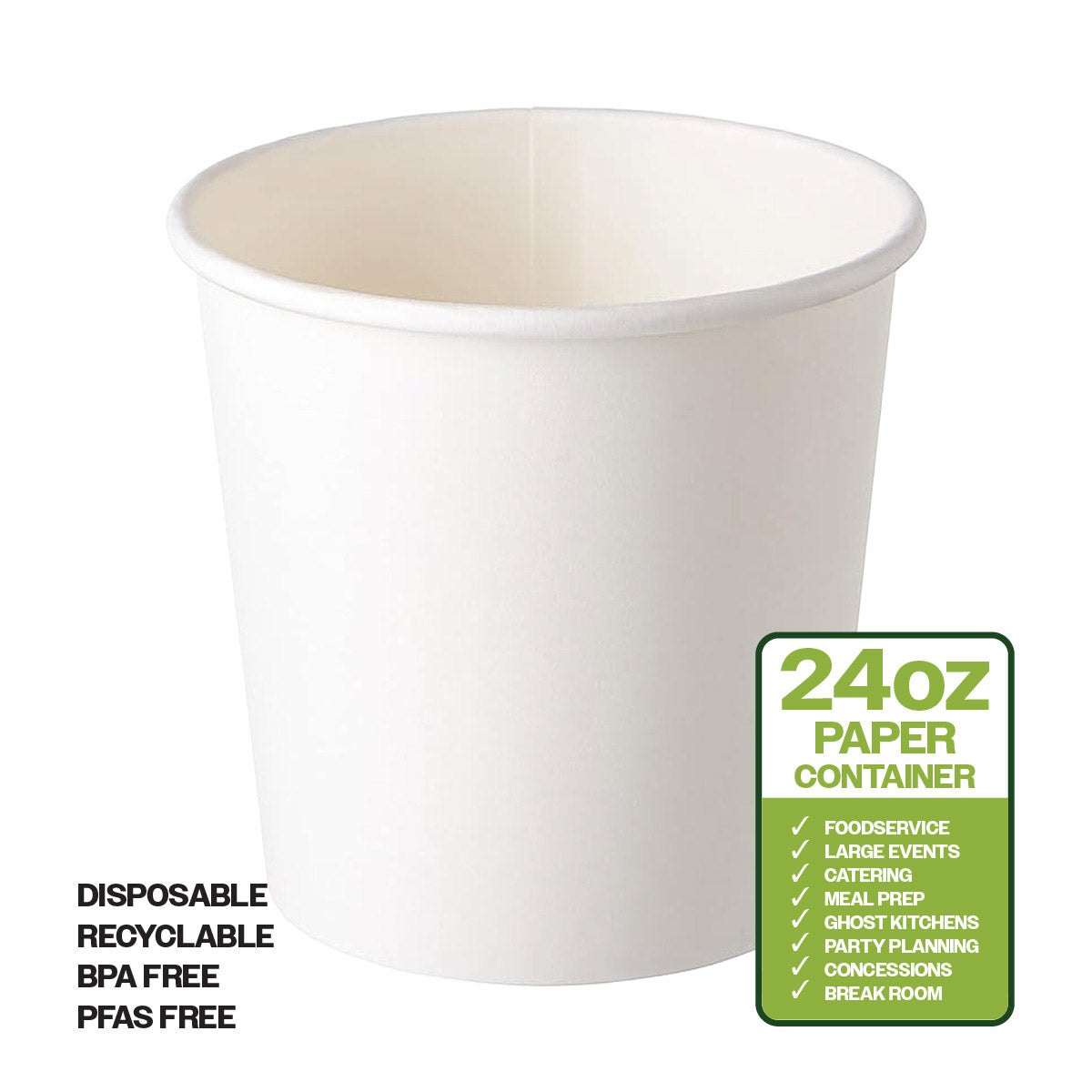CIAO! 24OZ Disposable White Paper Food Container (500/case) – FulPac
