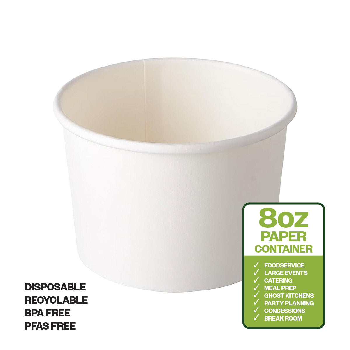 CIAO! 8OZ Disposable White Paper Food Container (1000/case) – Fulpac